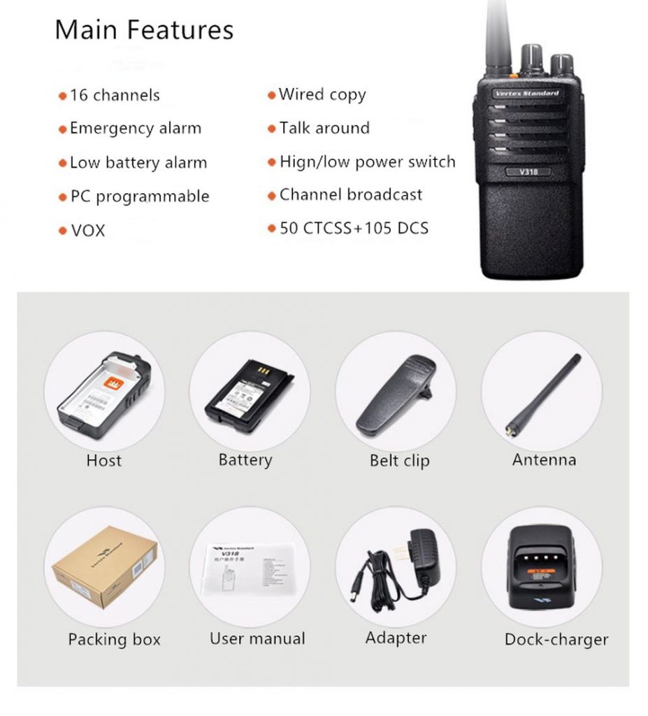 Vertex Standard V318 Uhf Two Way Radio Handheld Walkie Talkie